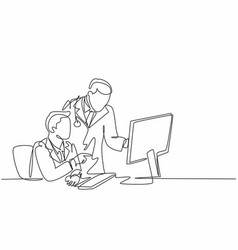 One continuous line drawing and computer Vector Image