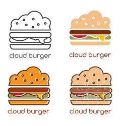 Emblems set with concept cloud burger Royalty Free Vector