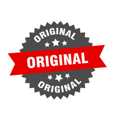 Original 3d gold badge with red ribbon Royalty Free Vector