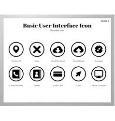 Basic ui icons rounded pack Royalty Free Vector Image