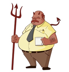 Red trident devil with tail Royalty Free Vector Image