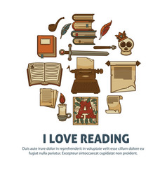 I love reading poster literature vintage books Vector Image