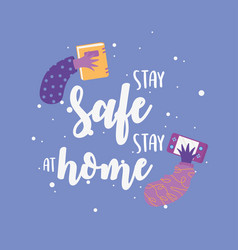 Stay home stay safe message on yellow background Vector Image