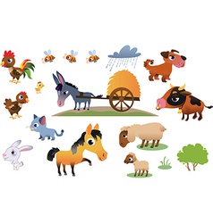 Cartoon farm animals heads set Royalty Free Vector Image