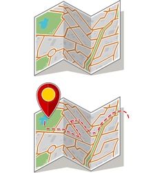 Way from a to b point map pins with trace Vector Image