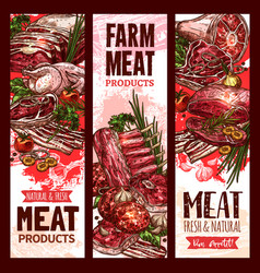 Colored chicken meat horizontal banners Royalty Free Vector