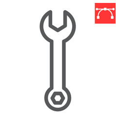 Adjustable wrench line icon tool and repair Vector Image