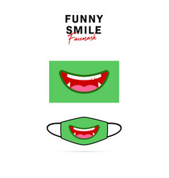 Funny face mask design with cute green orge Vector Image