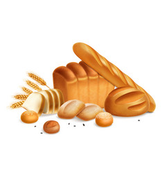 Toast bread realistic composition Royalty Free Vector Image