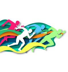 Running marathon logo or label runner with red Vector Image