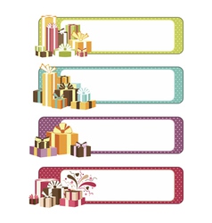 Celebration banner with gift boxes Royalty Free Vector Image