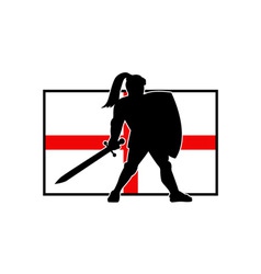 Knight riding horse shield lance flag drawing Vector Image
