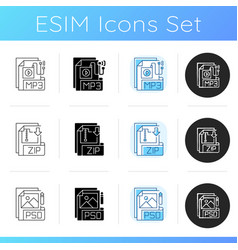 Square file labels icon set Royalty Free Vector Image