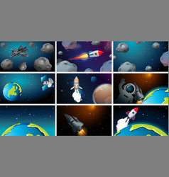 Large set outer space scenes Royalty Free Vector Image