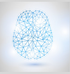 Brain with human head low poly wire frame on Vector Image