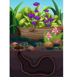Underground hole in garden Royalty Free Vector Image