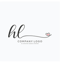 Hl initial handwriting logo with rectangle Vector Image