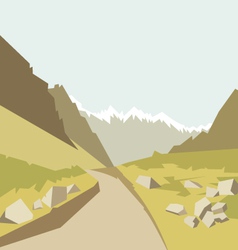 Spring landscape background with path Royalty Free Vector