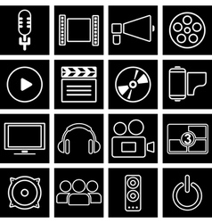 Cinema movie film equipment set icons Royalty Free Vector