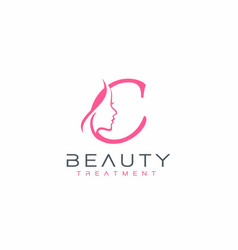 Letter c beauty face logo design icon Royalty Free Vector