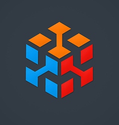 Square data technology logo Royalty Free Vector Image