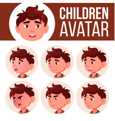 Boy avatar set kid kindergarten face Royalty Free Vector