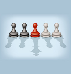 3d realistic white black and wooden pawn Vector Image