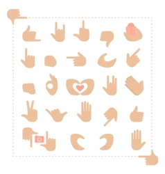 Set of hands icons and symbols emoji hand Vector Image