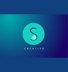 S letter logo blue green splash design Royalty Free Vector