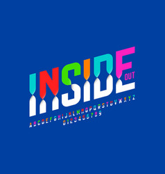 Colorful inside out font alphabet letters and Vector Image