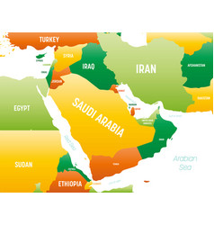 Middle east map - hand-drawn cartoon style Vector Image