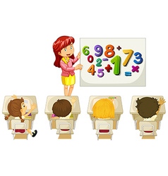 Teacher and students in classroom Royalty Free Vector Image