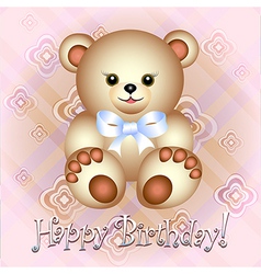Pink teddy bear with flowers Royalty Free Vector Image