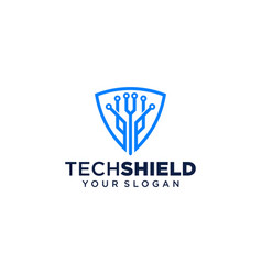 Tech shield logo design template Royalty Free Vector Image