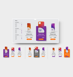 Set of product ui cards with rounded corners Vector Image