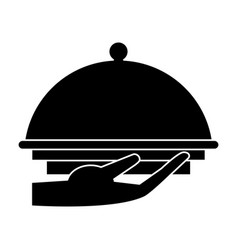 Hand tray catering service pictogram Royalty Free Vector