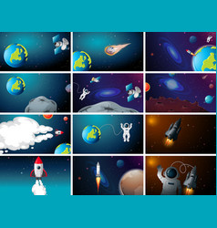 Big space scene set Royalty Free Vector Image - VectorStock