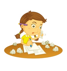 Cartoon girl writing Royalty Free Vector Image