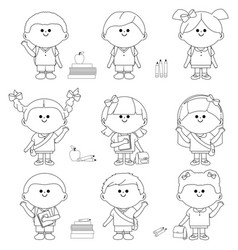 Happy children day with kids holding pencil Vector Image