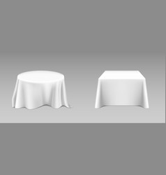 Realistic white tablecloth on square table Vector Image