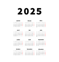 2021 french calendar template year planner Vector Image