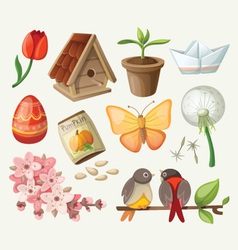 Set spring items Royalty Free Vector Image - VectorStock