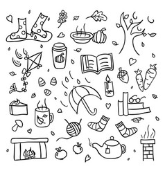 Set cartoon autumn elements Royalty Free Vector Image