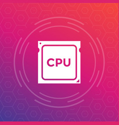 Cpu icon on white 8 core processor Royalty Free Vector Image