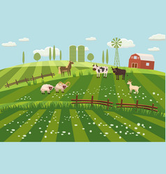 Rural countryside landscape farmhouse spring Vector Image