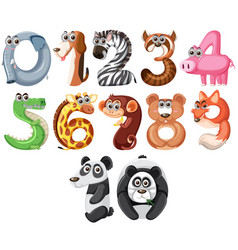 Set cute animals number Royalty Free Vector Image