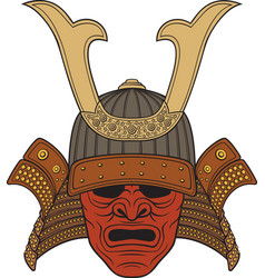 Samurai warrior mask with mustache Royalty Free Vector Image