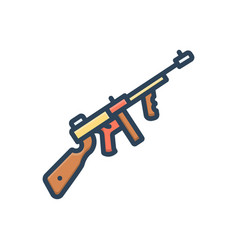 Gangsters automatic weapon tommy gun engraving Vector Image