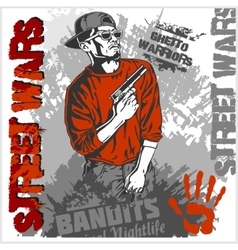 Man with gun ghetto warriors Royalty Free Vector Image