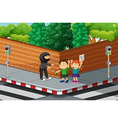 Children being robbed at the street corner Vector Image